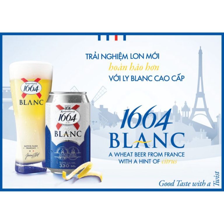 Bia Kronenbourg 1664 Blanc 5% – Thùng 24 Lon 330ml (Tặng Kèm Túi) – bianhagau.vn